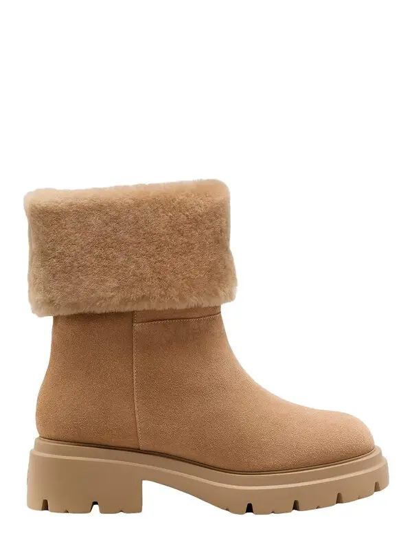 STUART WEITZMAN Hudson Shearling-lined Booties - New Camel