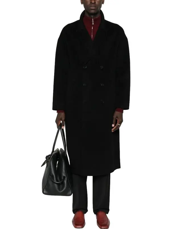 AMARANTO Long Coat In Wool And Cashmere - Black