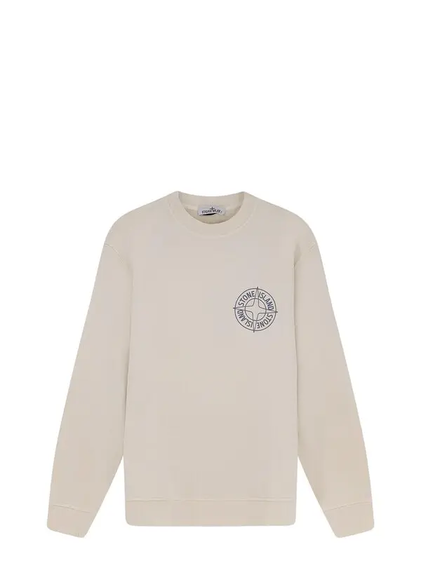Stone Island Cotton Sweatshirt With Embossed Logo - White