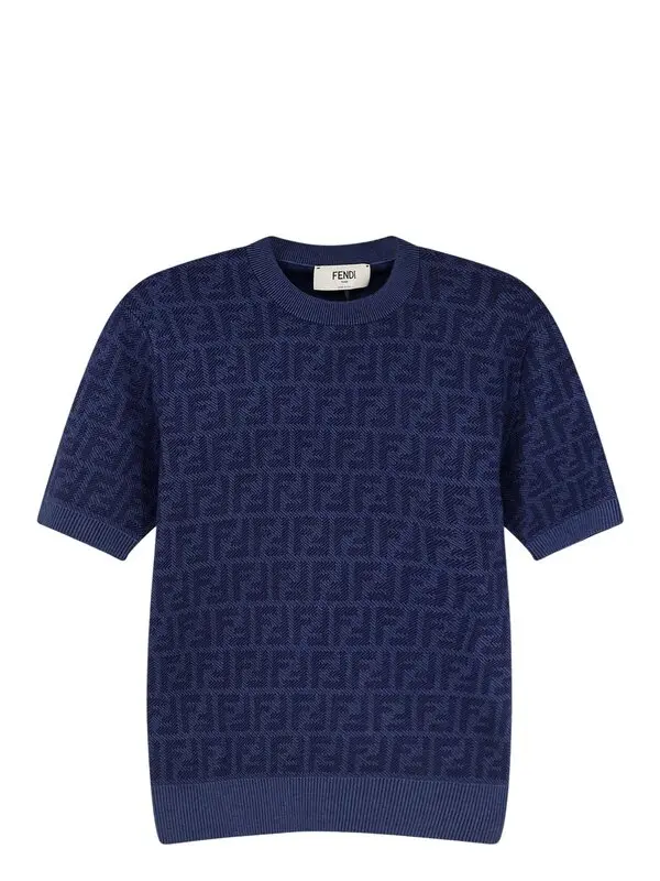 Fendi Ff Wool And Silk Sweater - Blue