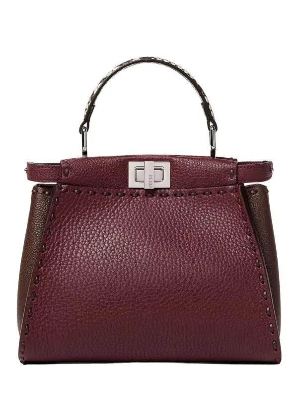 Fendi Peekaboo Mini Leather Crossbody Bag - Purple