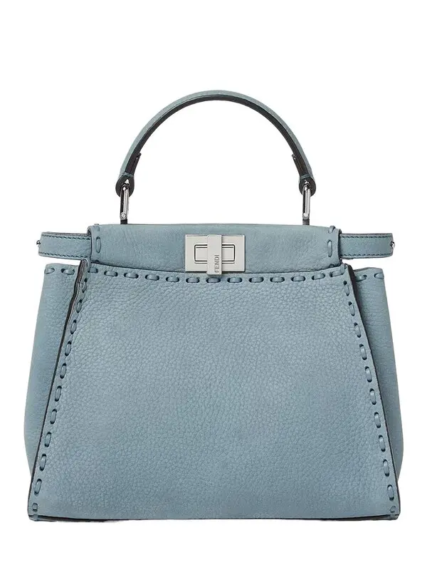 Fendi Peekaboo Mini Leather Crossbody Bag - Blue