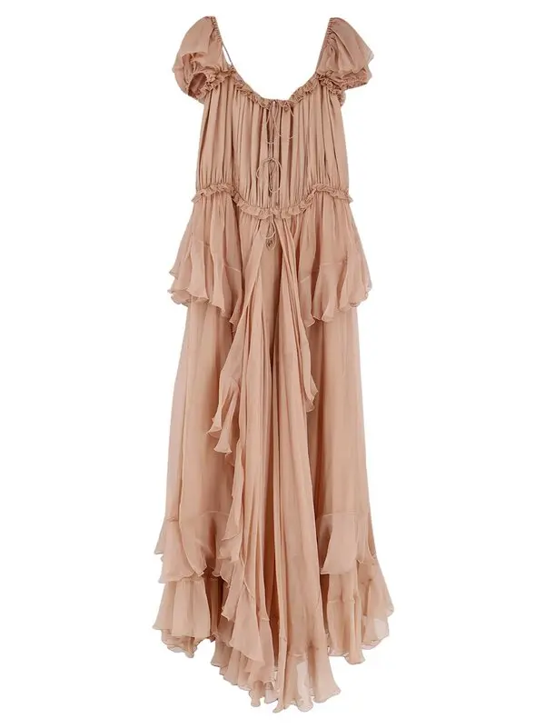 Chloé Silk Long Dress - Pink