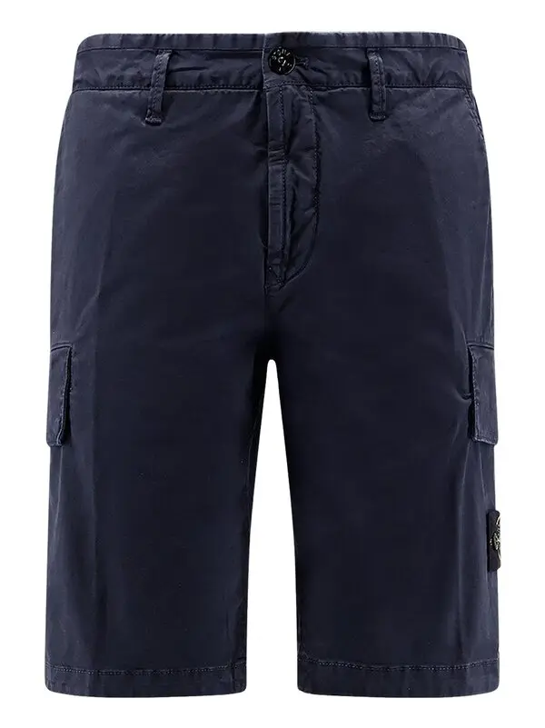 Stone Island Organic Cotton Stretch Cargo Shorts - Blue