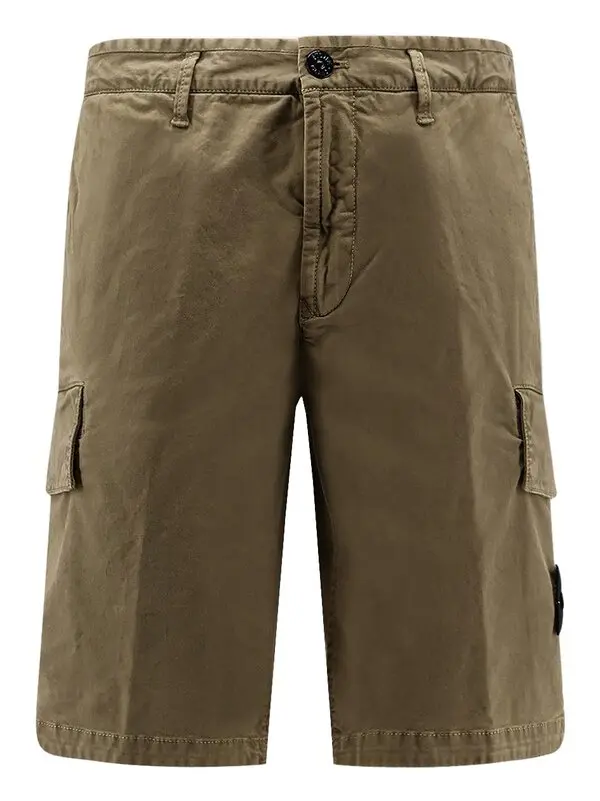 Stone Island Organic Cotton Cargo Shorts - Green