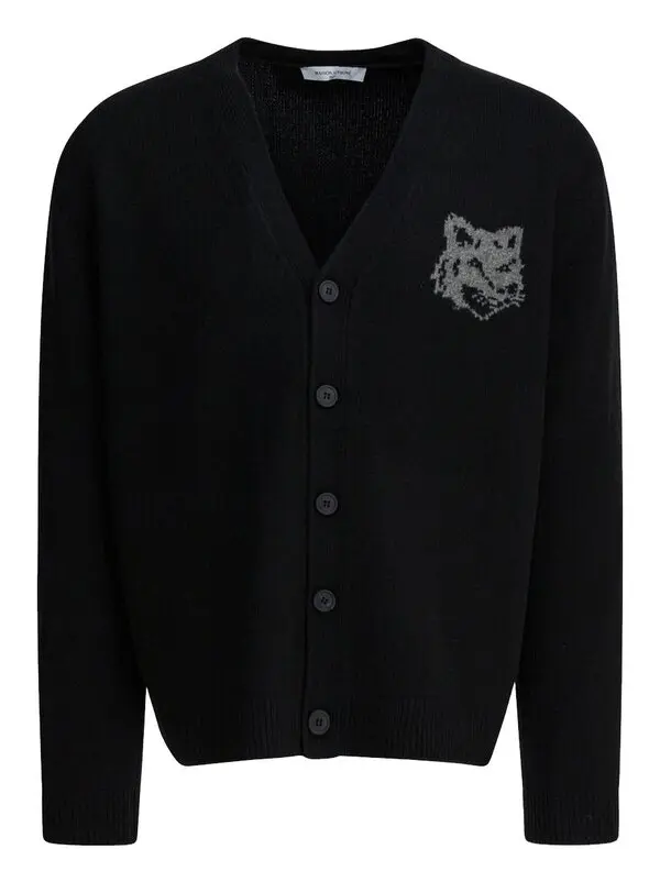 Maison Kitsuné Fox Head Wool Cardigan - Black