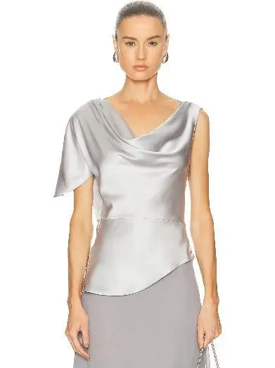 Fleur Du Mal Asymmetrical Silk Top - Platinum