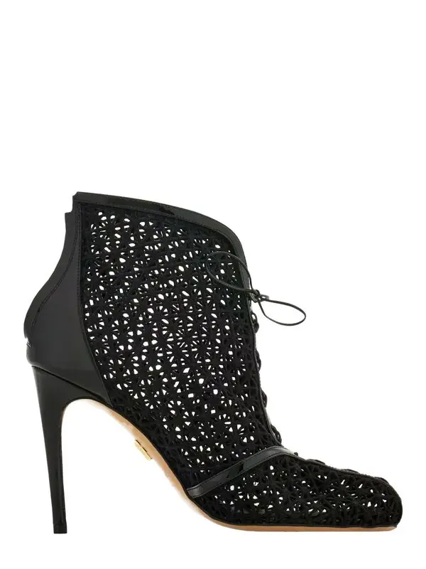 FERRAGAMO 90mm Macramé Boots - Black