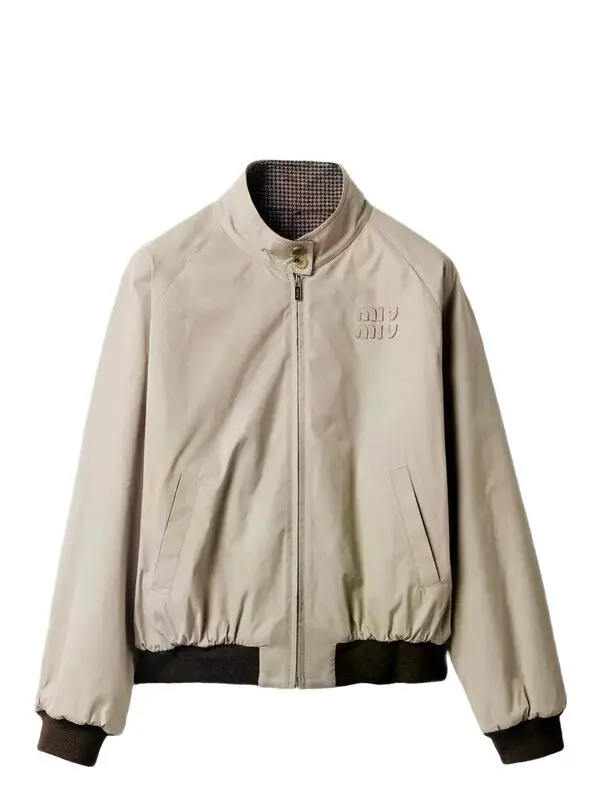 Miu Miu Reversible Bomber Jacket With Houndstooth Lining - Neutrals