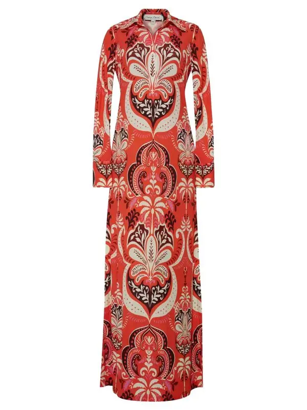 Cara Cara Printed Maxi Shirt Dress - Red