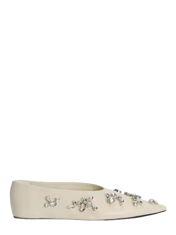 JIL SANDER Crystal-embellished Pointed-toe Ballet Flats - Neutrals