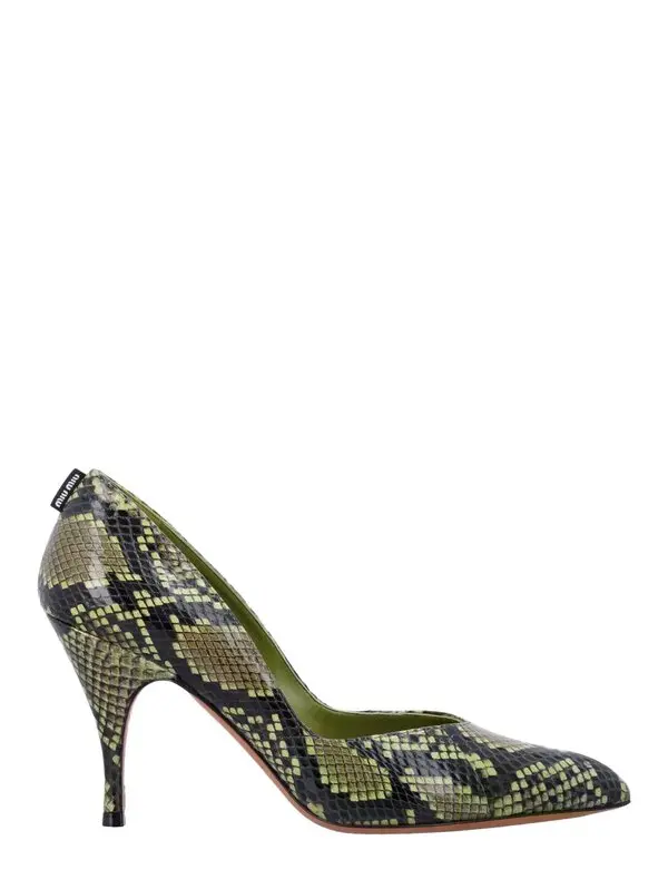 Miu Miu 85mm Snake-effect Court Shoes - Green