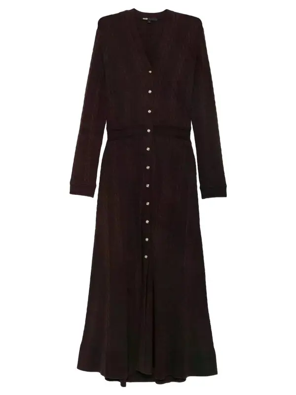 Maje Cable-knit Buttoned A-line Dress - Brown