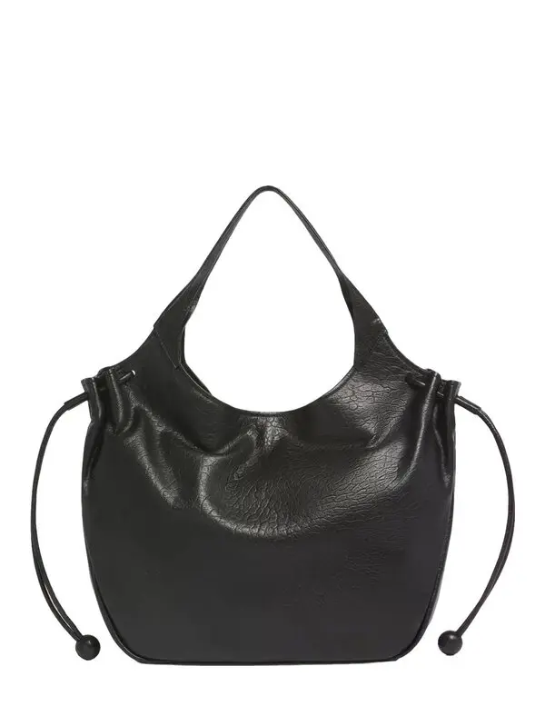 Marni Grained Leather Drawcord Tote Bag - Black