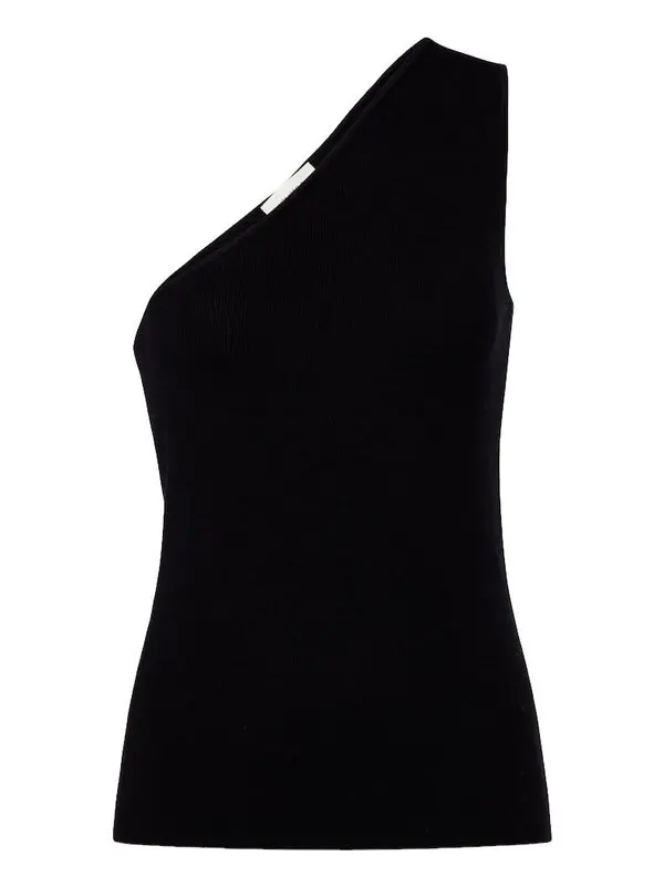 LISA YANG One-shoulder Cotton And Cashmere Top - Black