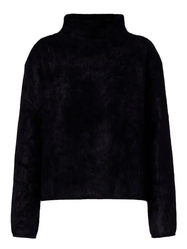 LISA YANG Ribbed Cashmere Mockneck Sweater - Black