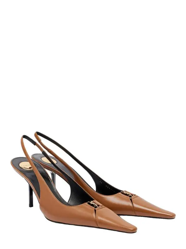 Saint Laurent Babylone Breteuil Leather Slingback Pumps - Beige