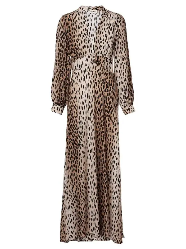 Rixo Emory Printed Silk Maxi Dress - Brown