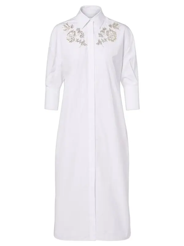 Erdem Embroidered Cotton Poplin Shirt Dress - White