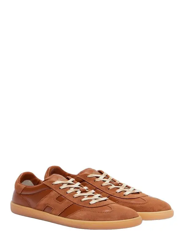Hogan Suede-trimmed Leather Sneakers - Brown