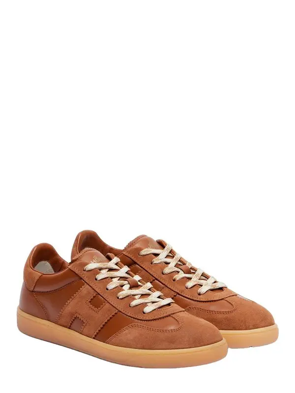 Hogan Suede-trimmed Leather Sneakers - Brown