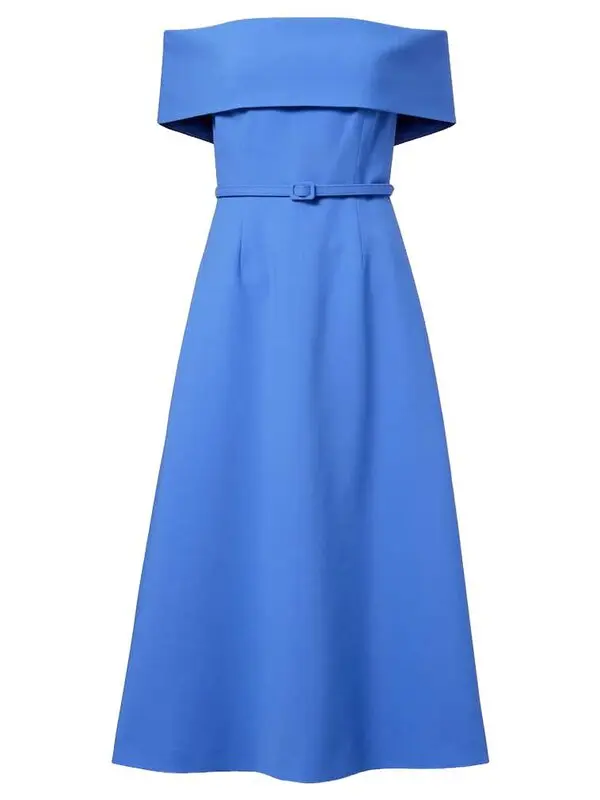 Carolina Herrera Belted Wool-blend Midi Dress - Blue