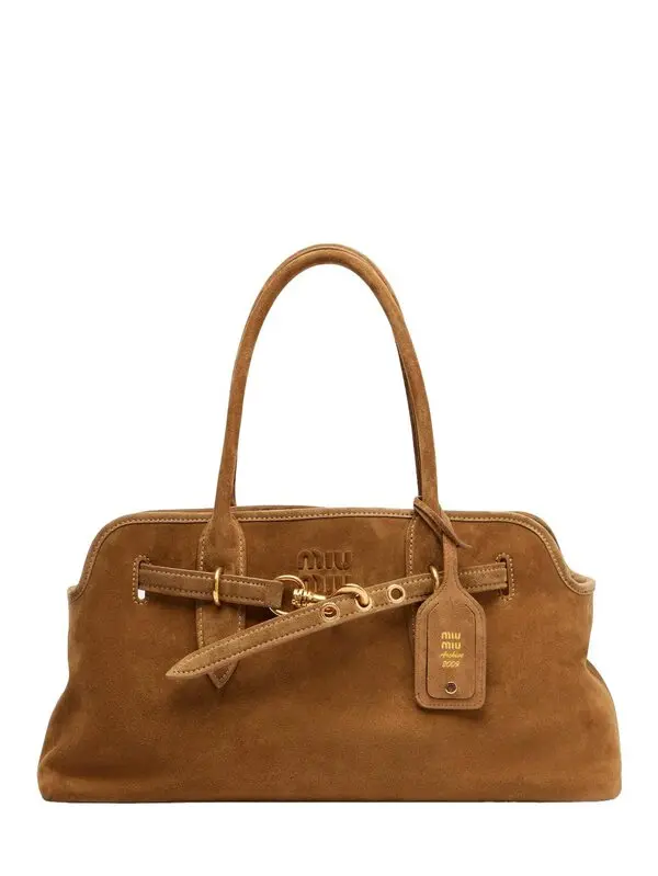 Miu Miu Adventure Suede Tote - Beige