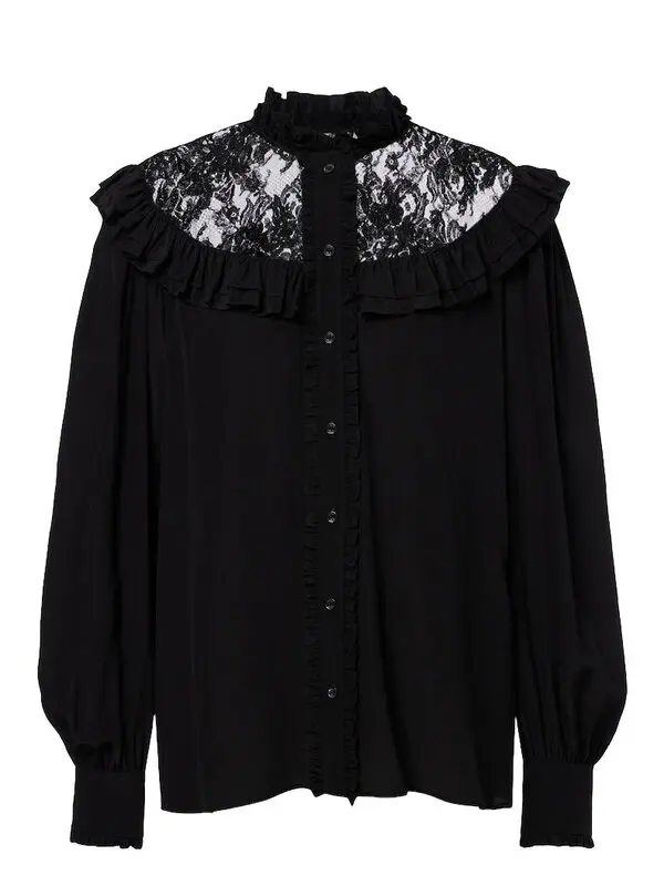 Chloé Lace-trimmed Silk Blouse - Black