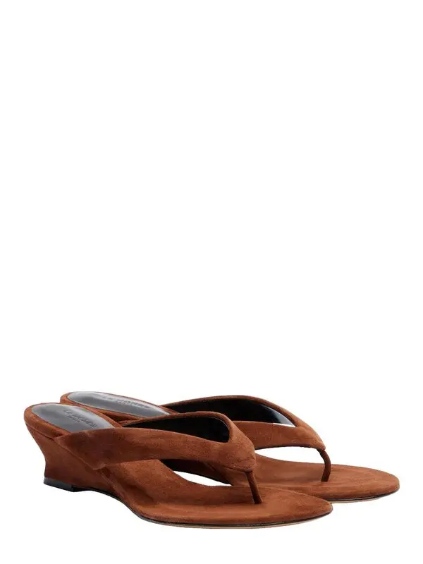 Le Monde Beryl Micro Wedge Suede Thong Sandals - Brown