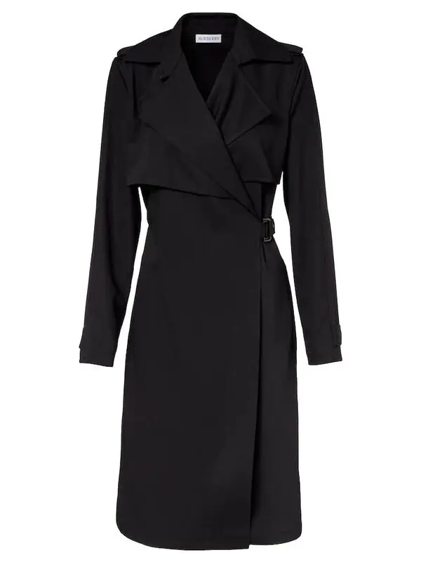 Burberry Belted Wool Wrap Dress - Black