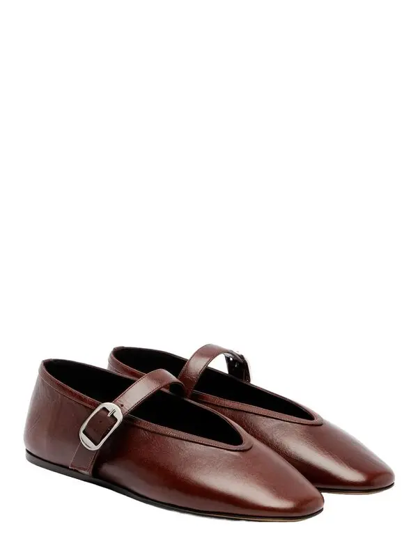 Le Monde Beryl Stella Leather Mary Jane Flats - Brown