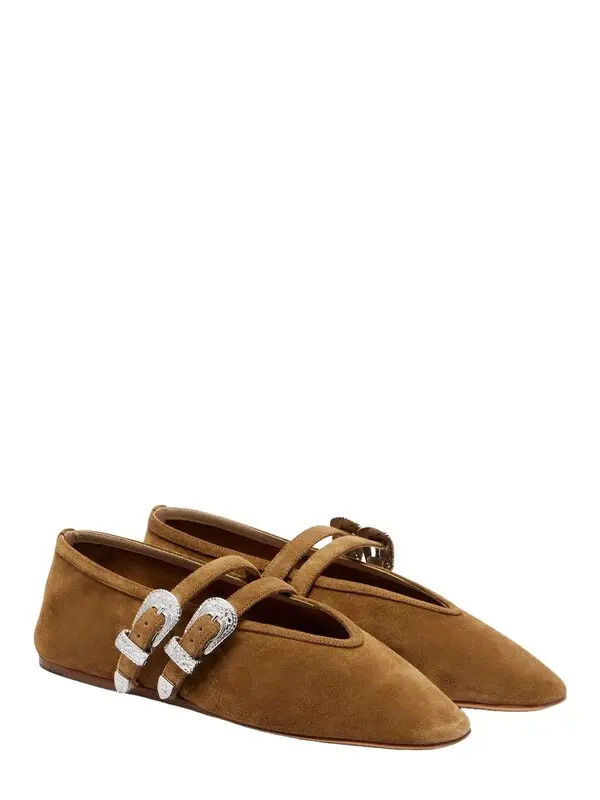Le Monde Beryl Claudia Suede Mary Jane Ballet Flats - Brown
