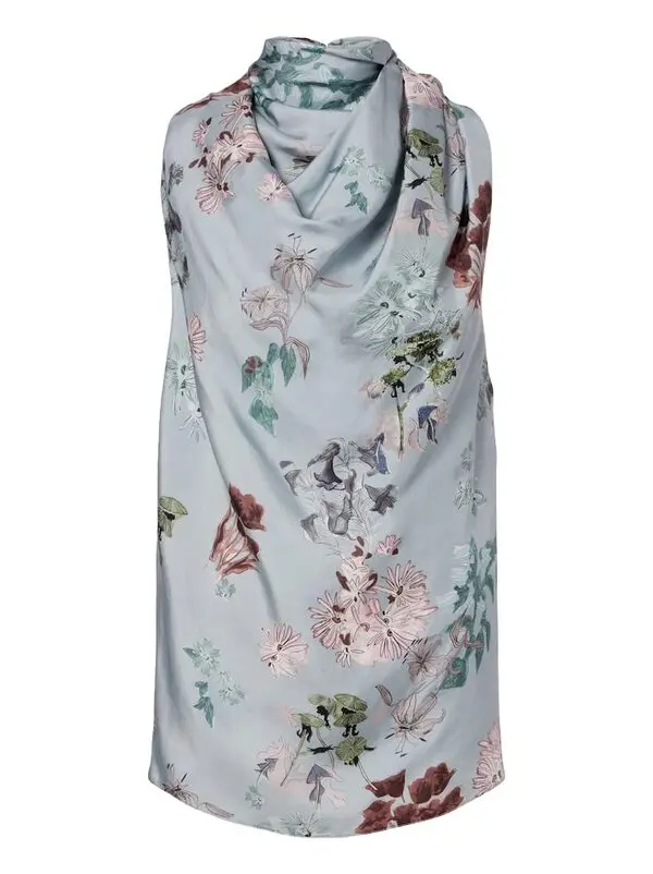 Altuzarra Sleary Floral Draped Silk Top - Blue