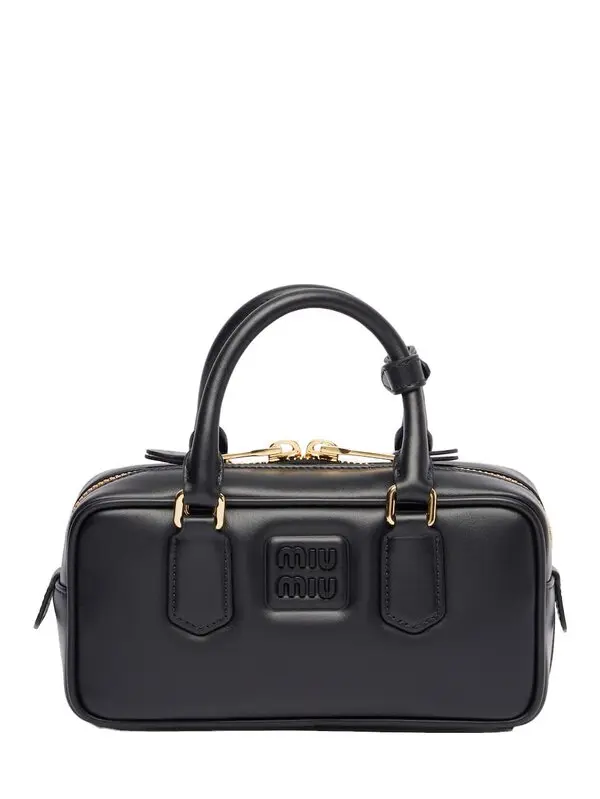 Miu Miu Arcadie Leather Top Handle Bag - Black