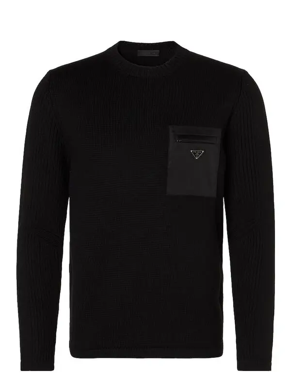 Prada Virgin Wool Crewneck Sweater - Black