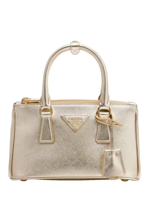 Prada Galleria Mini Metallic Leather Tote - Gold