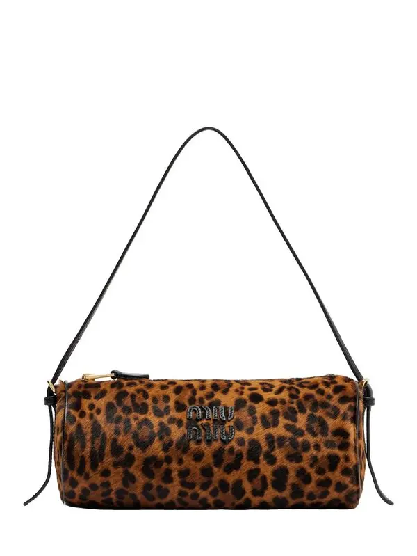 Miu Miu Leopard-print Calf Hair Shoulder Bag - Brown