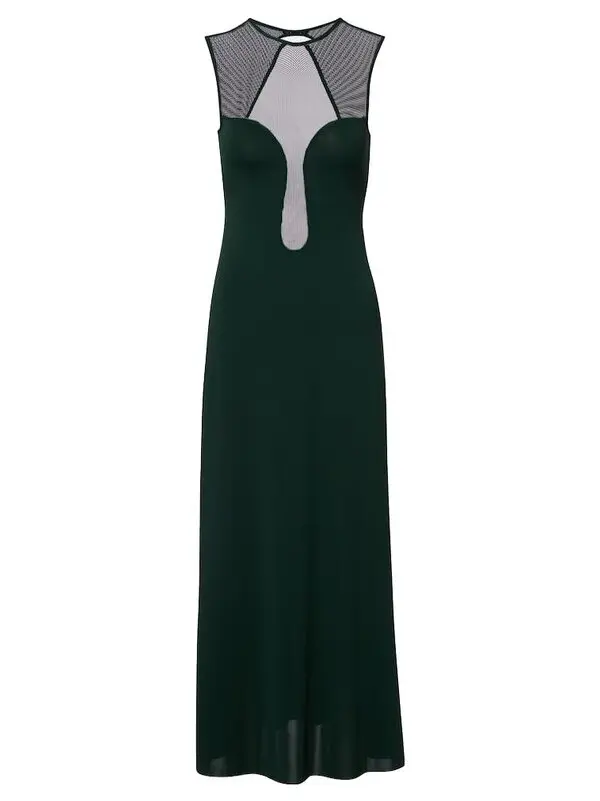 ERES Scene Mesh-trimmed Jersey Maxi Dress - Green