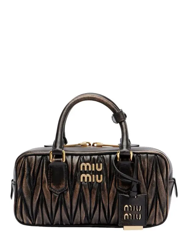 Miu Miu Arcadie Matelassé Leather Tote - Black