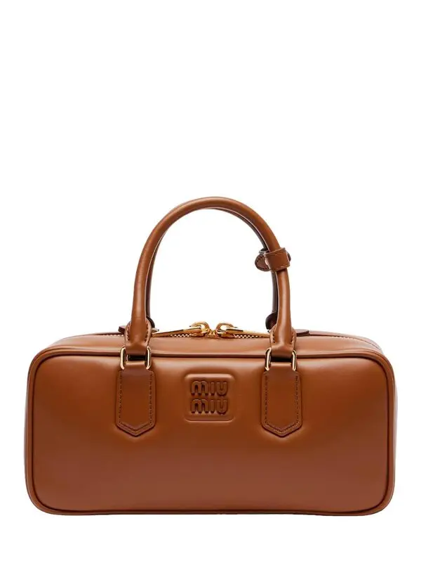 Miu Miu Arcadie Leather Tote - Brown