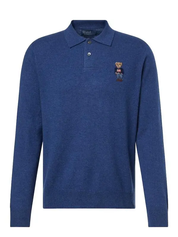 Polo Ralph Lauren Polo Bear Cashmere Polo Sweater - Blue