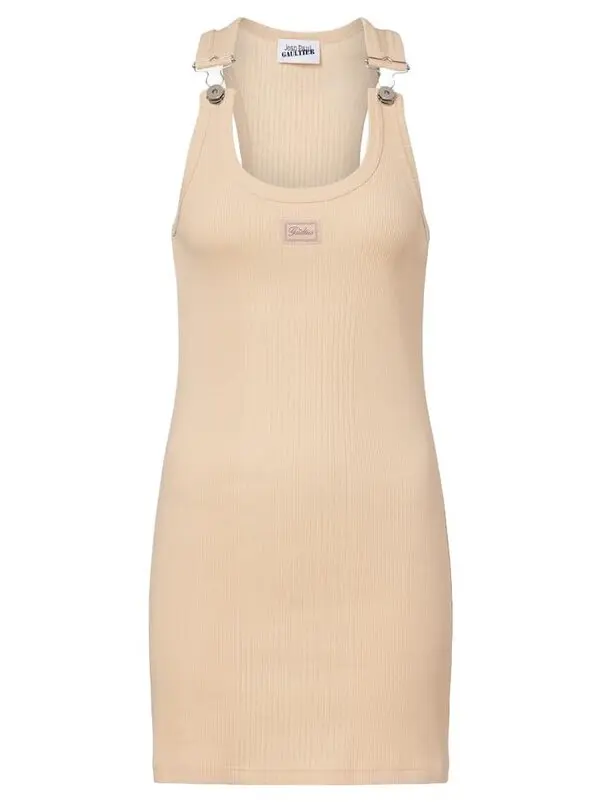 Jean Paul Gaultier Ribbed-knit Cotton Minidress - Beige