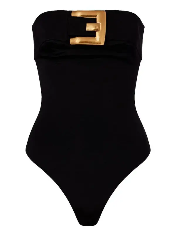Balmain Strapless Crêpe Bodysuit - Black