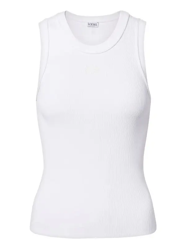 Loewe Anagram Ribbed-knit Tank Top - White