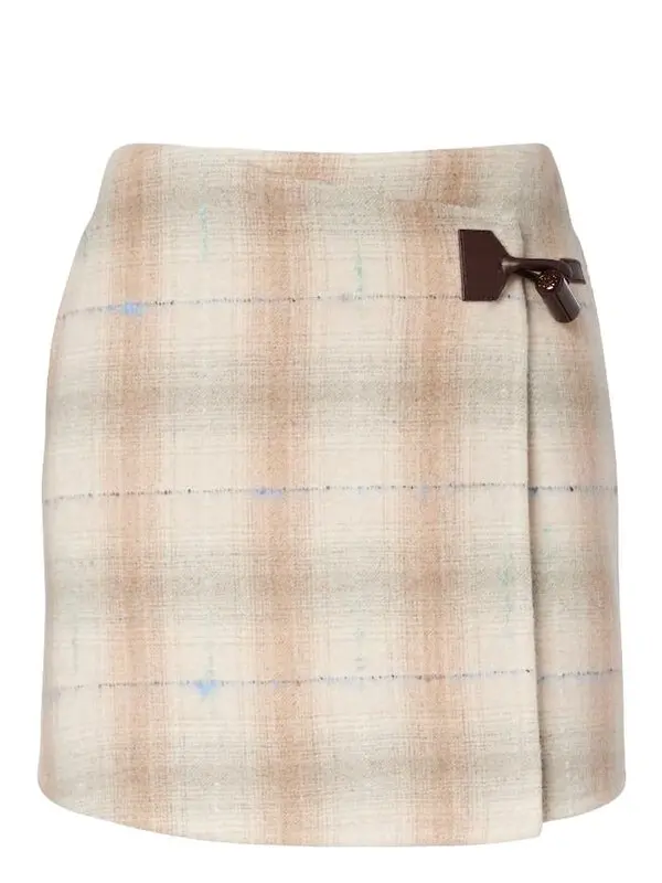 Loewe Wool, Cashmere, And Silk Miniskirt - Beige