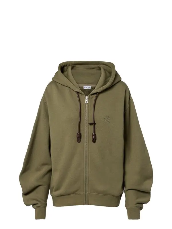 Loewe Flamenco Cotton And Cashmere Zip-up Hoodie - Green