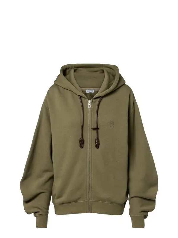 Loewe Flamenco Cotton And Cashmere Zip-up Hoodie - Green
