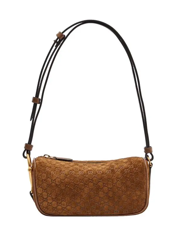 Gucci Half Horsebit Suede Shoulder Bag - Brown