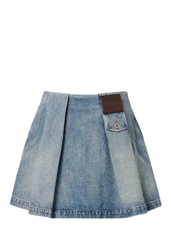 Loewe Pleated Denim Miniskirt - Blue