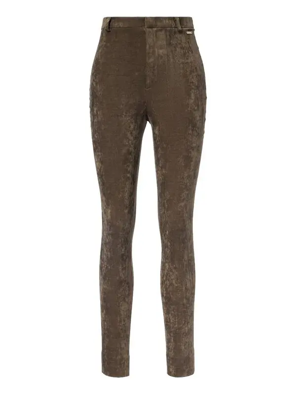 Gucci Cotton-blend Velvet Leggings - Brown